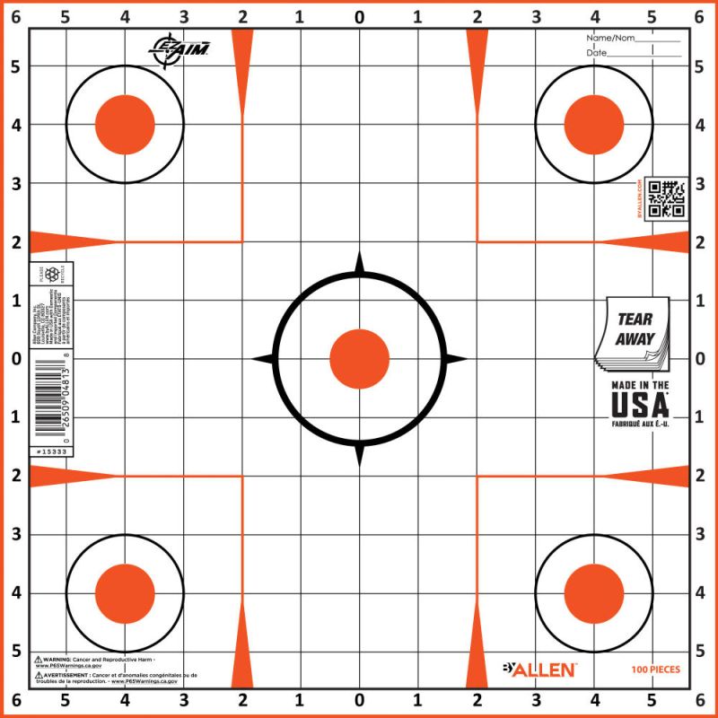 EZ Aim® Paper Shooting Targets, Sight-In Grid, Peel Away Target Pad, 12 ...